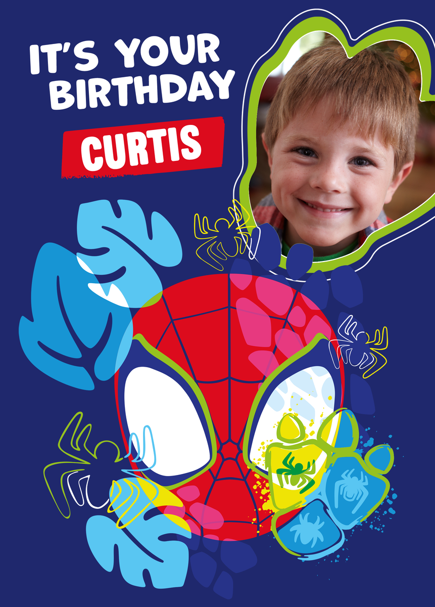 Personalised Photo Upload MARVEL Spidey Kids Birthday Card | Hallmark