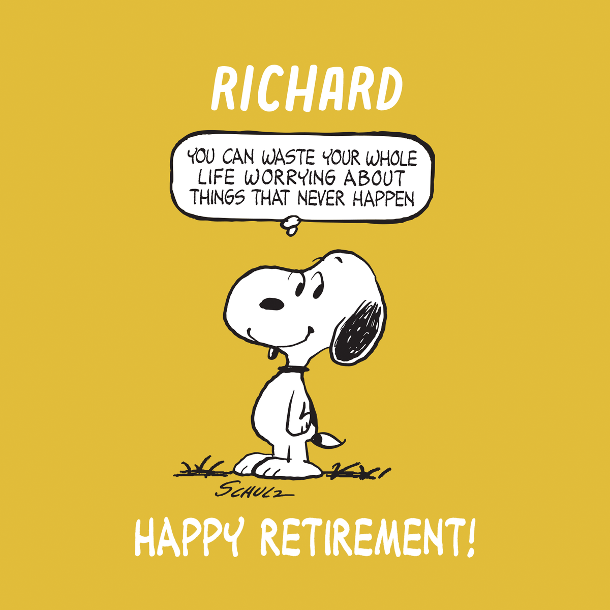 Personalised Editable SNOOPY Speech Bubble Retirement Card | Hallmark