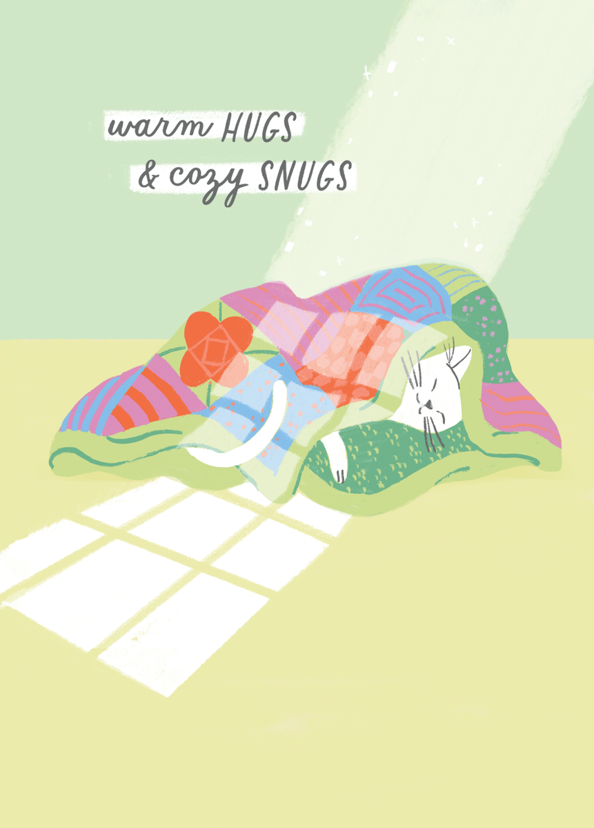 Personalised 'Hugs & Snugs' Illustrated Thinking of You Card | Hallmark