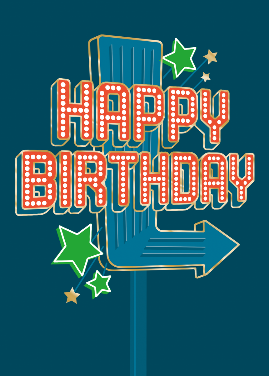 Personalised Retro Style 'Electric Signpost' Birthday Card | Hallmark