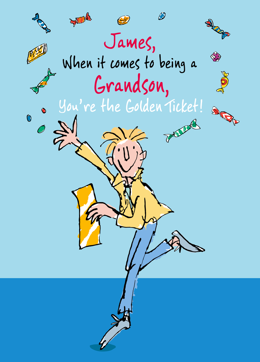 Personalised Roald Dahl 'Golden Ticket' Grandson Card | Hallmark
