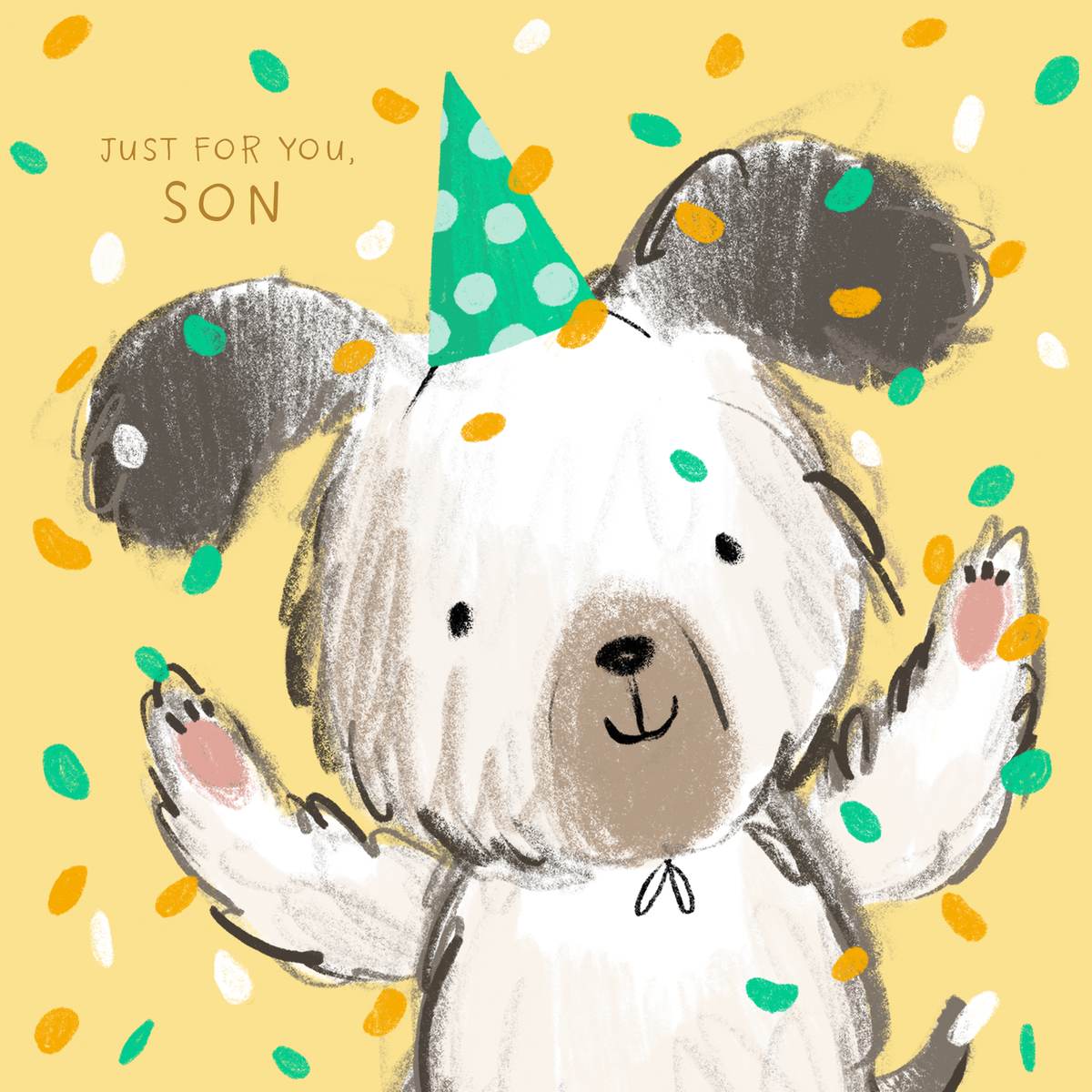 Personalised Cute Dog & Confetti Birthday Card | Hallmark