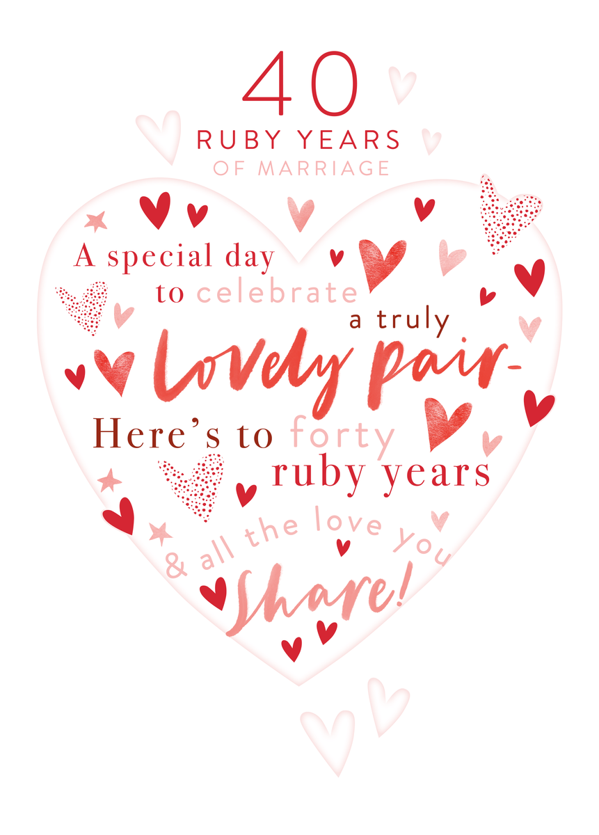 Personalised Word-Filled Heart Ruby Wedding Card | Hallmark