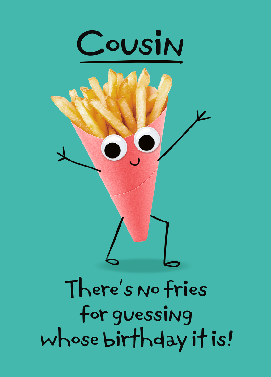 Personalised Googly Grub 'Fries' Birthday Card For Cousin | Hallmark