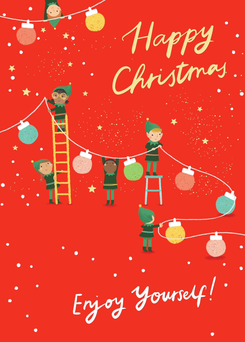 Personalised Elves And Christmas Decoration Christmas Card – Hallmark