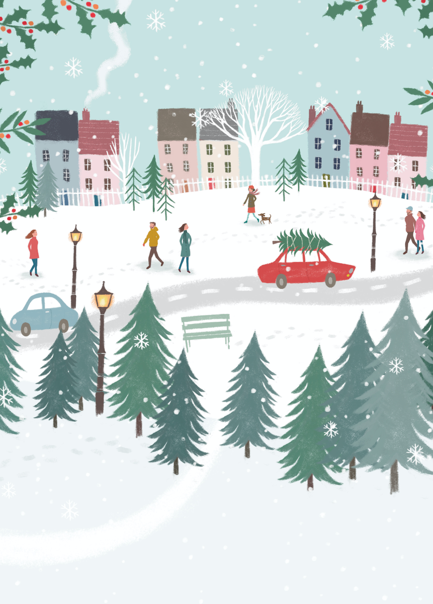 Personalised Christmas Tree Town Card – Hallmark