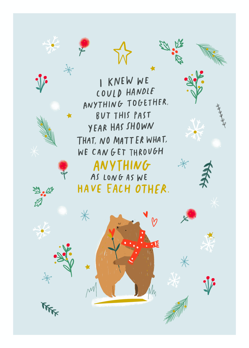 Personalised Winter Bear Hug Christmas Card – Hallmark