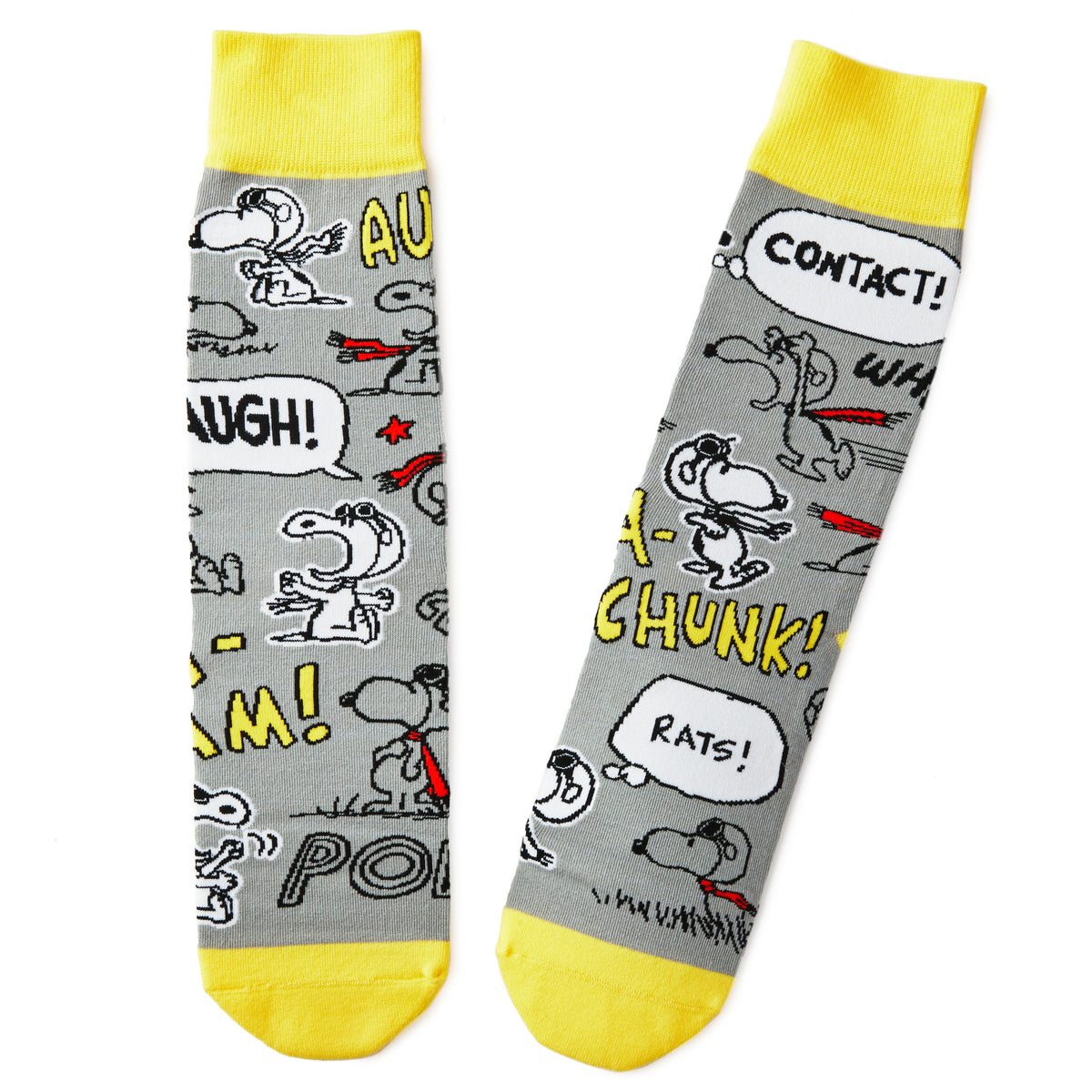 PEANUTS SNOOPY & WOODSTOCK Grey & Yellow Socks | Hallmark UK