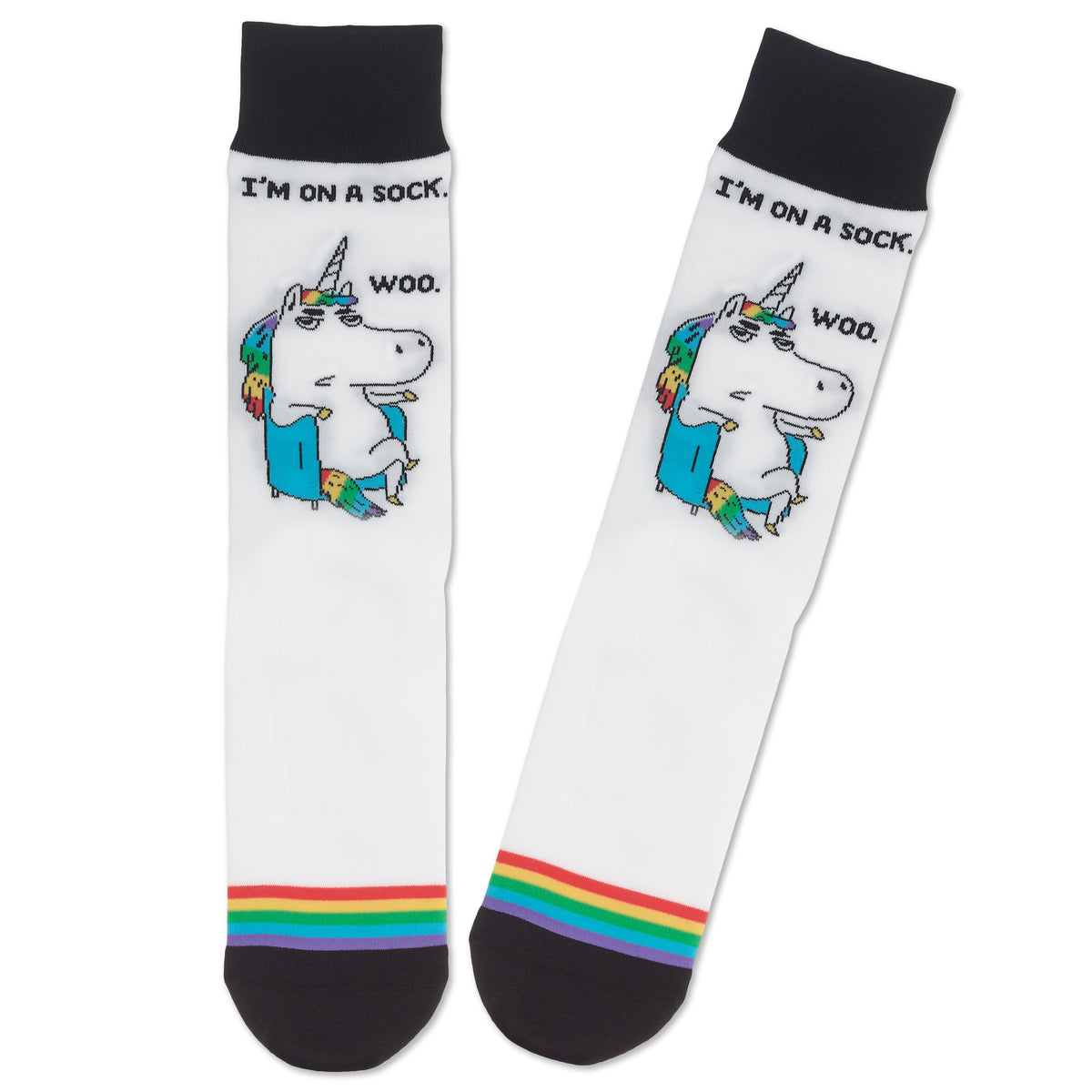 Shoebox Rainbow Unicorn 'I'm on a sock. Woo' Pair of Socks | Hallmark