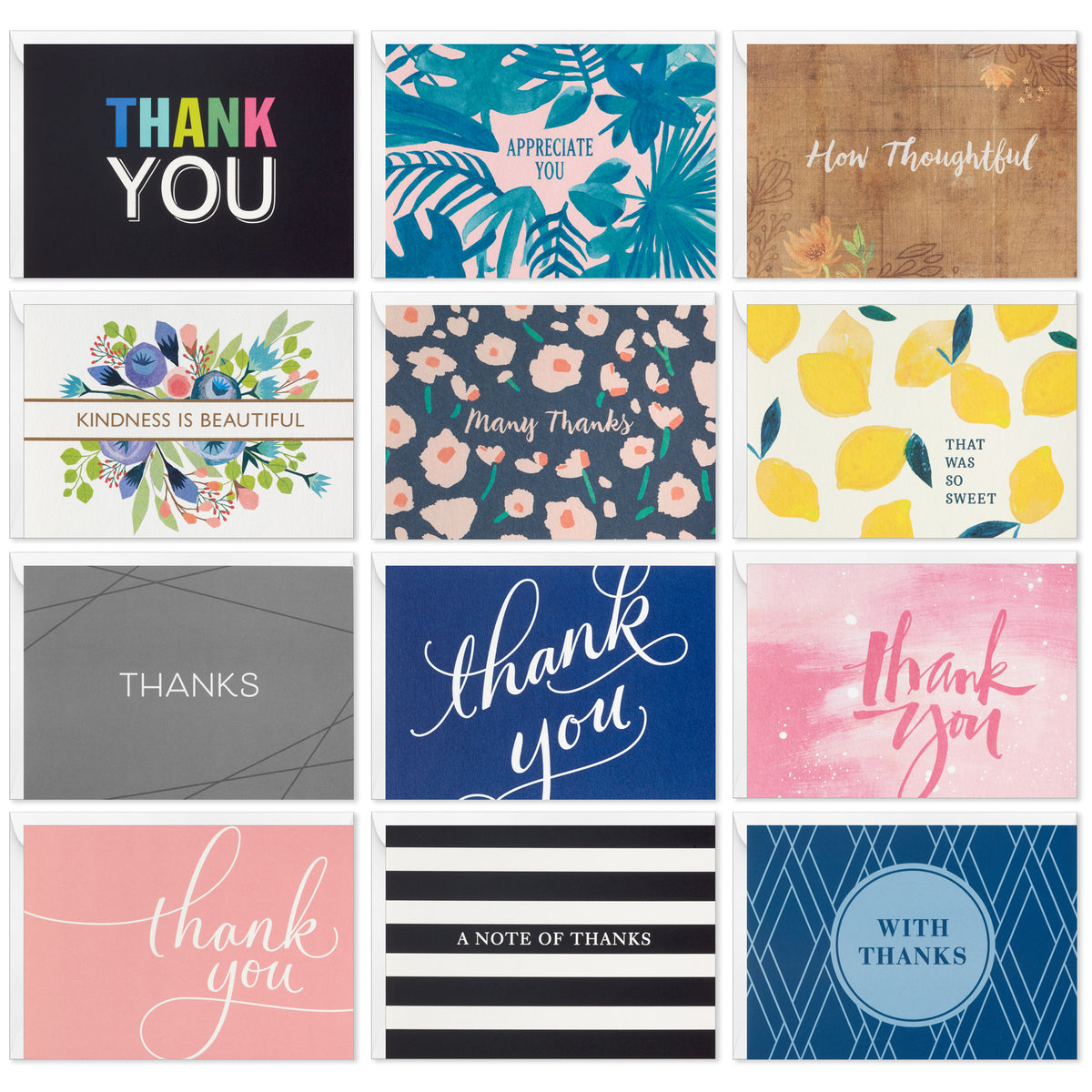 Thank You Cards Multipack, Pack of 48 in 12 Designs | Hallmark