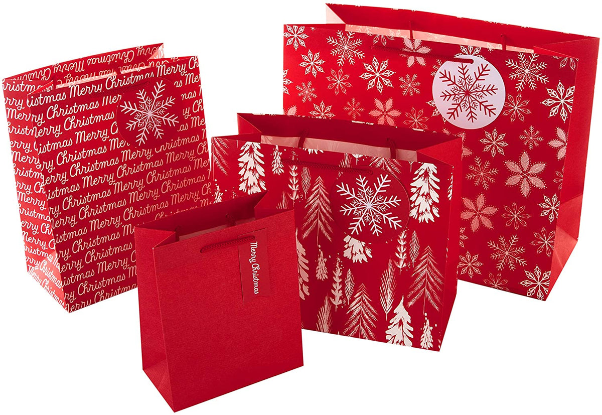 Christmas Bag Pack - 4 Bags in 4 Designs - Red and White – Hallmark