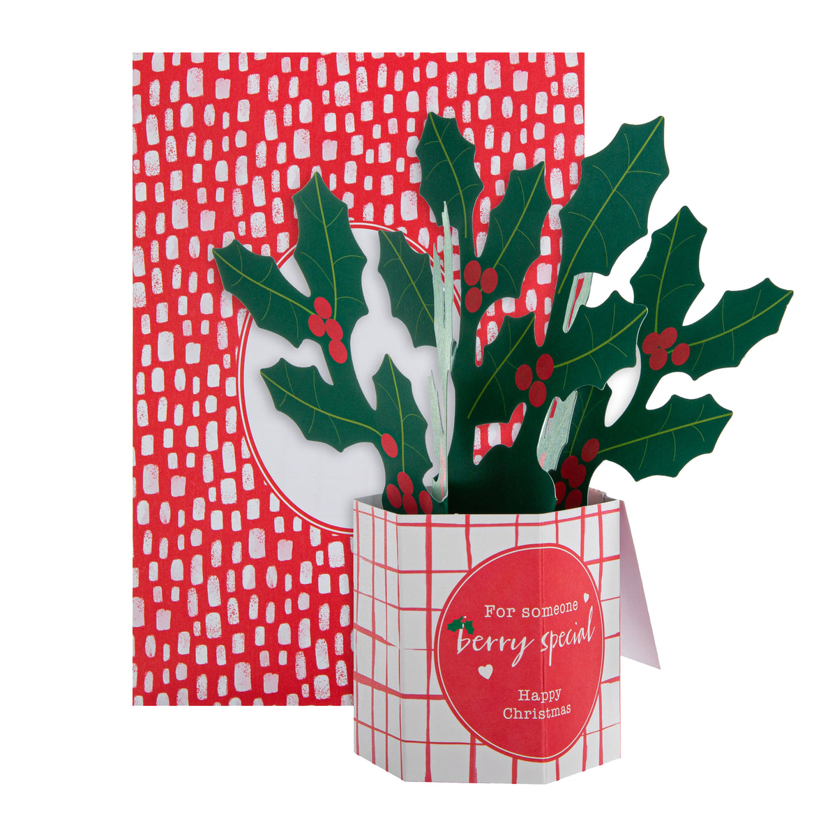 Christmas Paper Wonder Card - 3D Pop Up Holly Bush Design – Hallmark