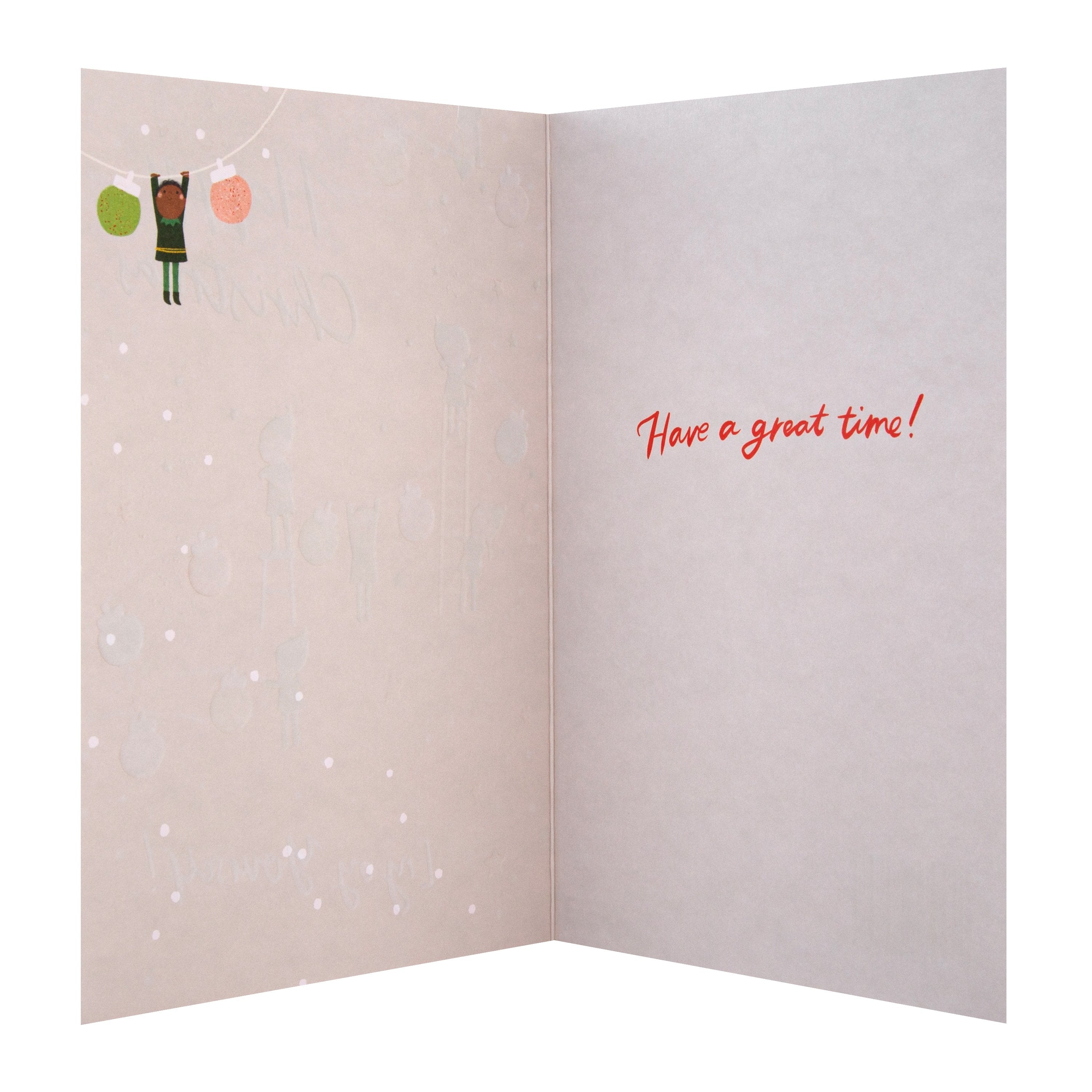 General Christmas Card - Cute Festive Elves Decorating Design with Gol ...