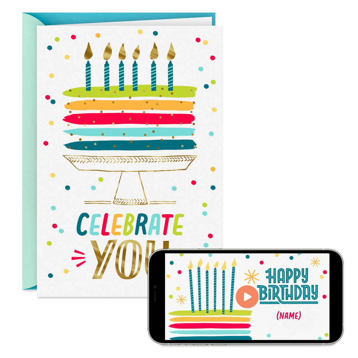 Video Greetings General Birthday Card - 'Celebrate You' Cake Design ...