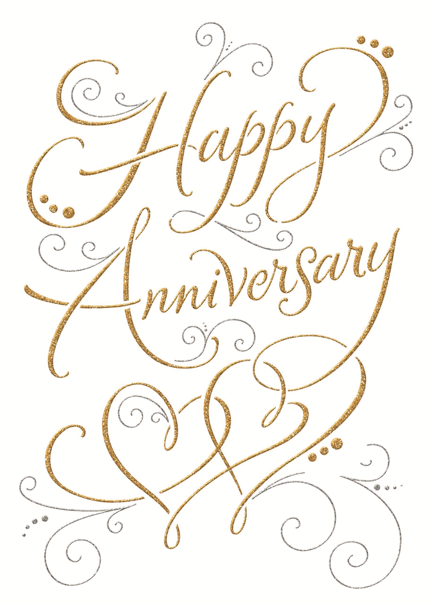 Personalised Gold Handwriting Happy Wedding Anniversary Card – Hallmark