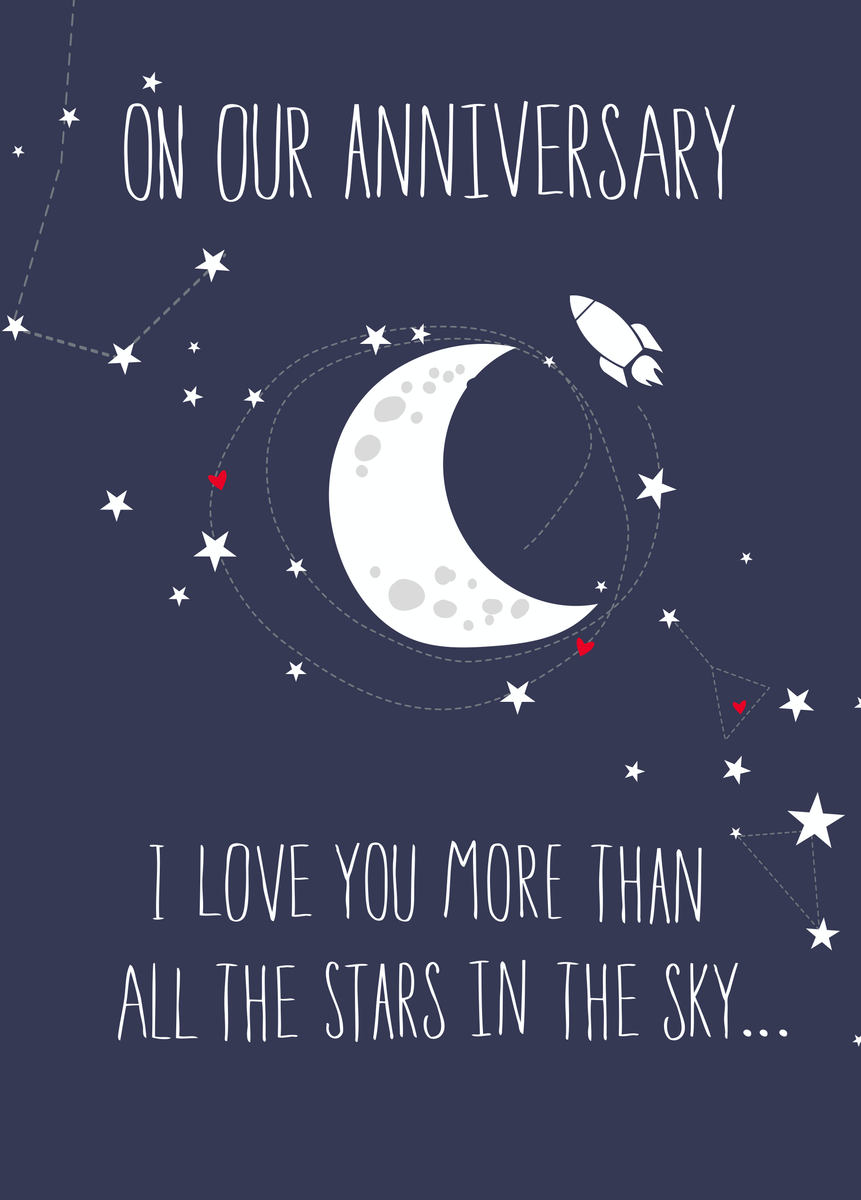 Personalised Moon & Stars Anniversary Card – Hallmark