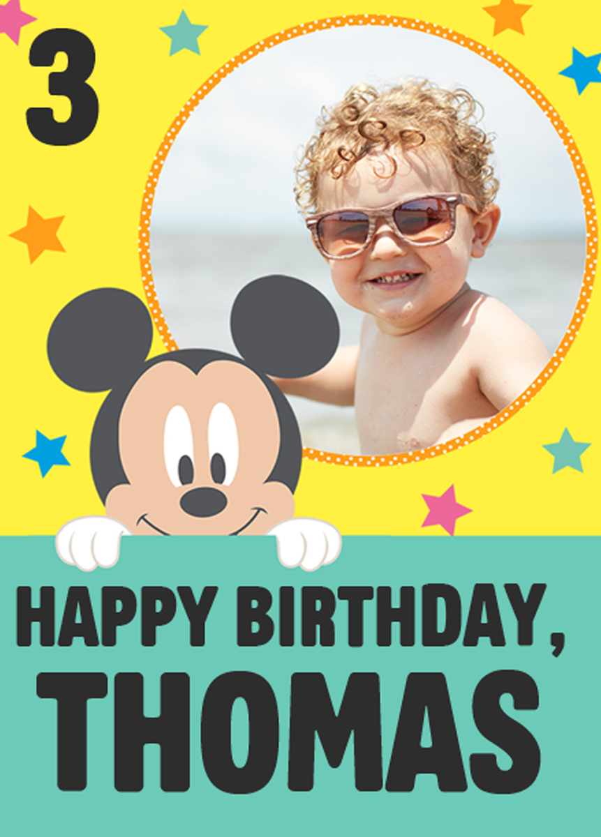Personalised Disney Mickey Mouse Photo Upload 3rd Birthday Card – Hallmark