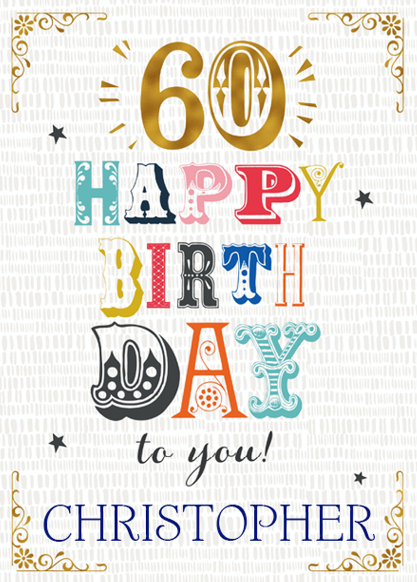Personalised 60th Milestone Text Birthday Card – Hallmark