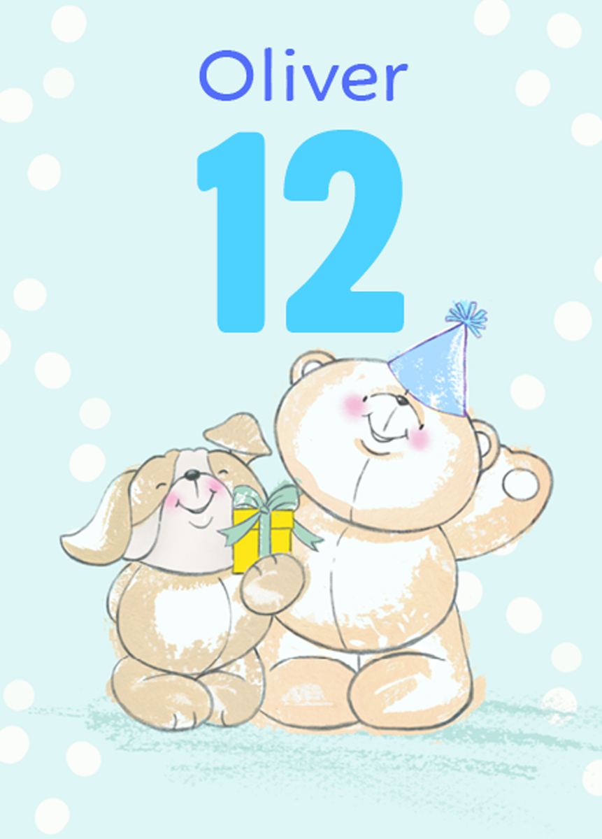 Personalised Forever Friends Kids Milestone 12th Birthday Card – Hallmark