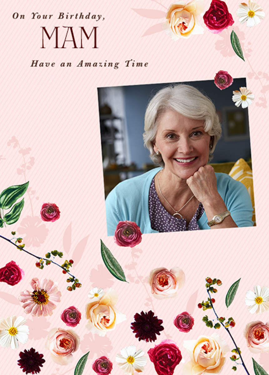 Personalised For Mam Classic Text Floral Photo Card – Hallmark