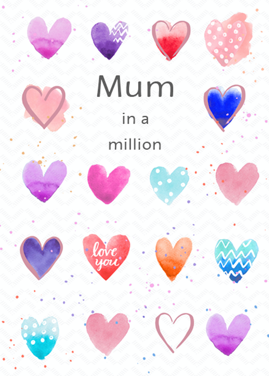 Personalised 16 Hearts Pattern Card For Mum – Hallmark