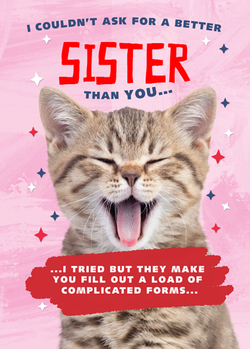 Personalised Tabby Cat Thank You Sister Card – Hallmark