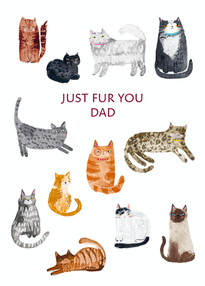 Personalised Illustrated Cute Cats Dad Card – Hallmark