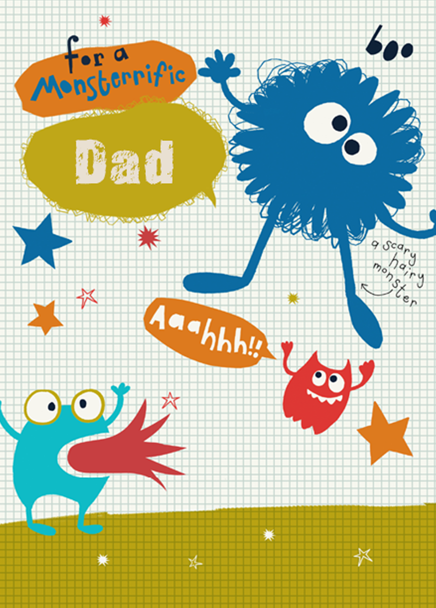 Personalised Colourful Monster Design For Dad Card – Hallmark