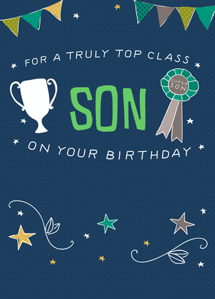 Personalised Trophy Bunting Son Card – Hallmark