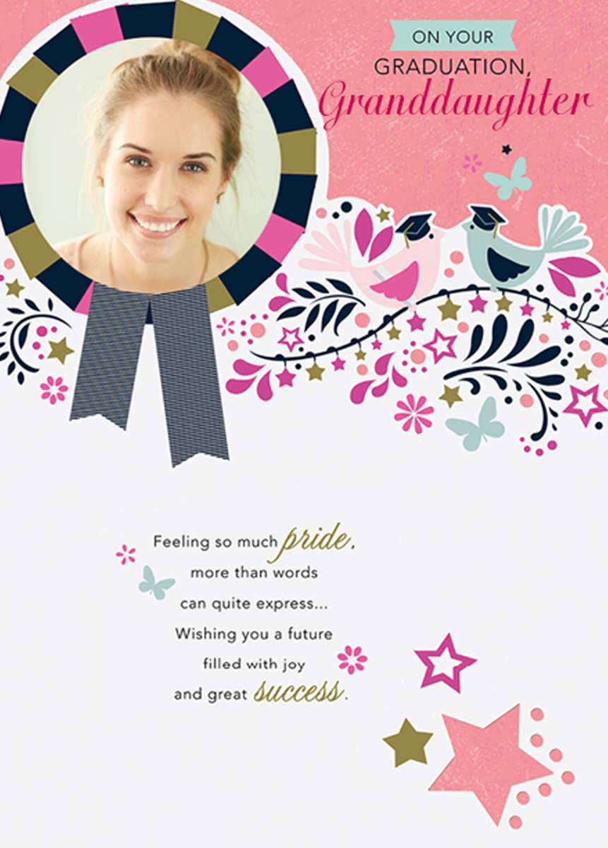 Personalised Editable Stars and Rosette Granddaughter Graduation Photo ...