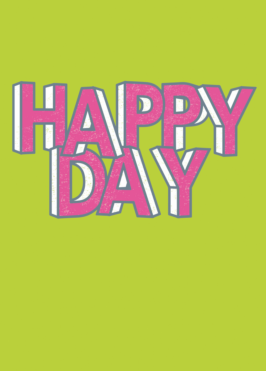 Personalised Happy Day Green And Pink Text Birthday Card – Hallmark