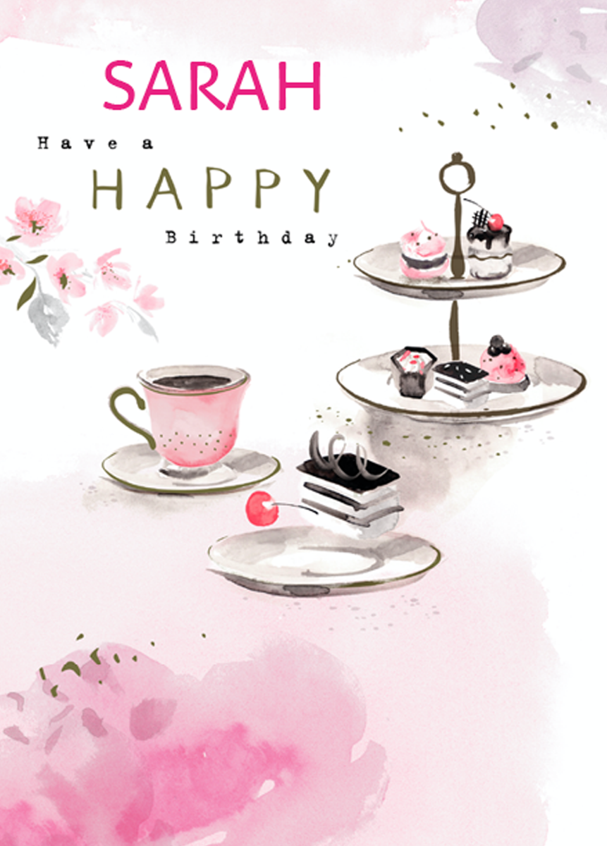 Personalised Editable Illustrated Afternoon Tea Birthday Card – Hallmark