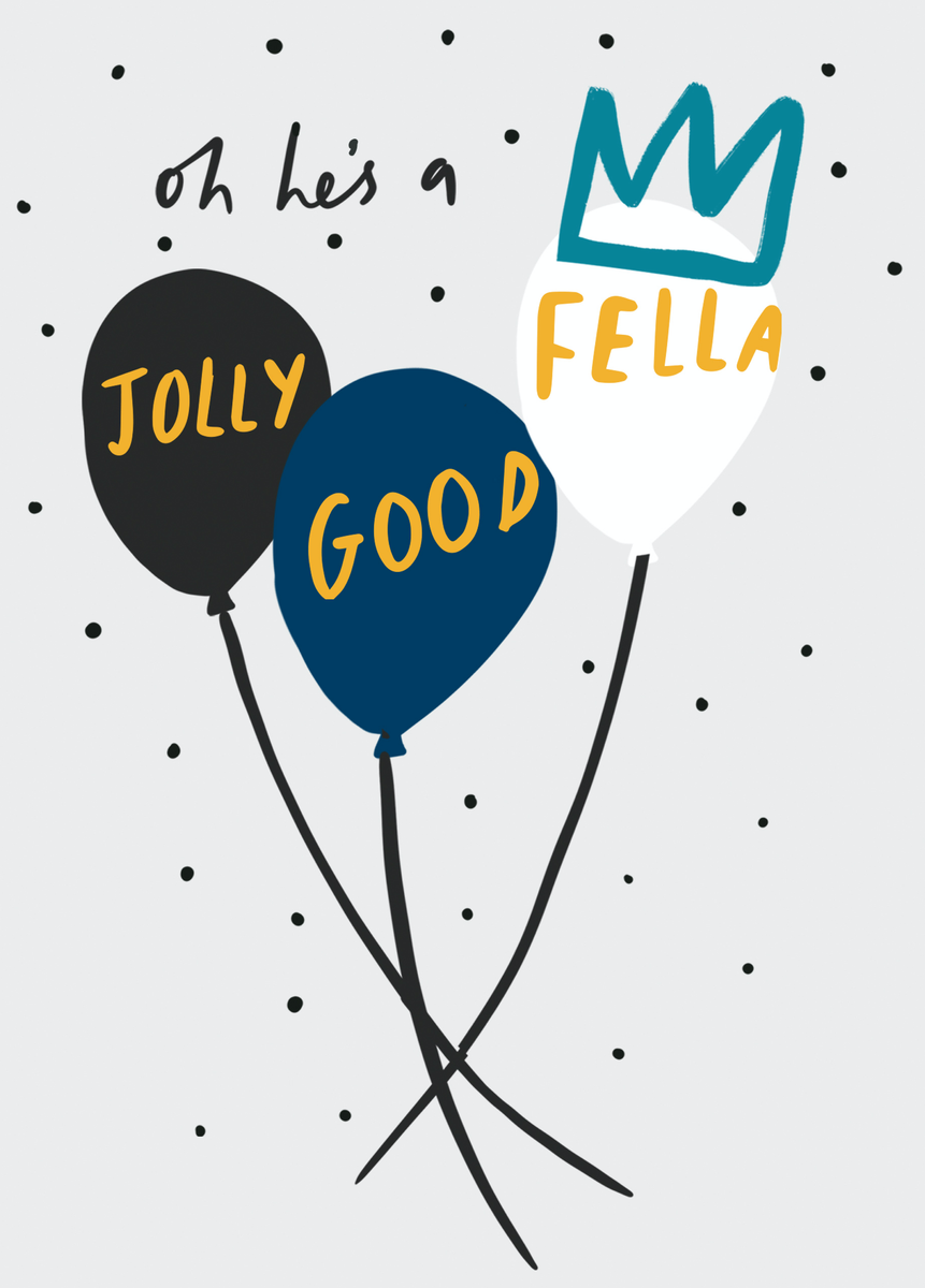 Personalised Jolly Good Fella Balloons Birthday Card – Hallmark