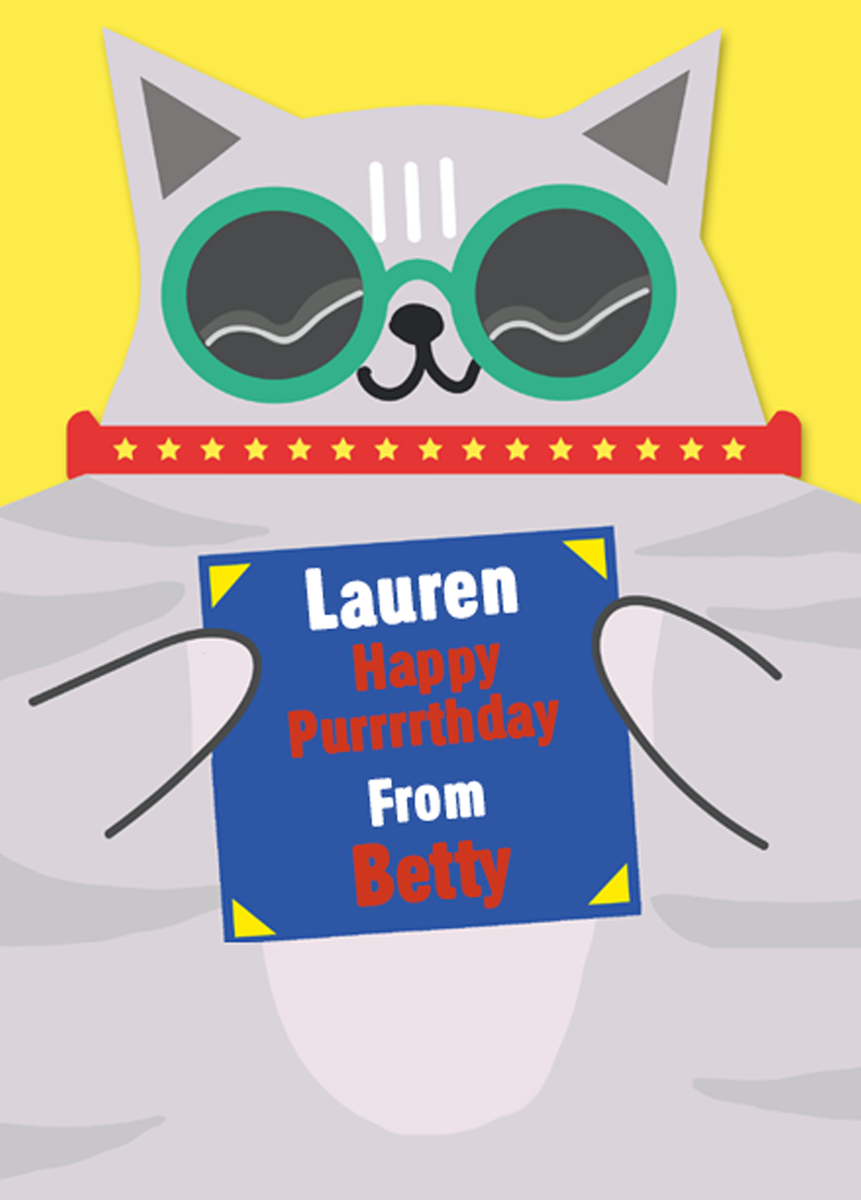 Personalised Cute Cat Birthday Card – Hallmark