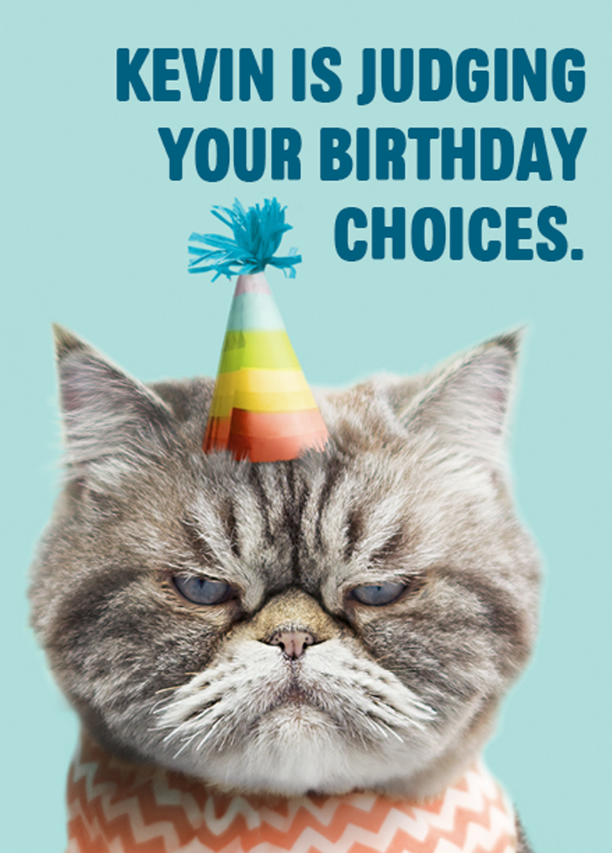 Personalised Editable Judgy Cat Photo Birthday Card – Hallmark
