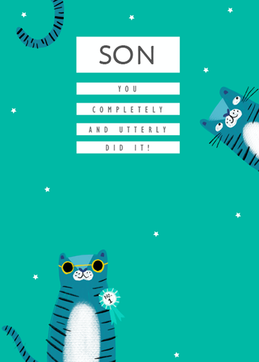 Personalised Editable Contemporary Quirky Cats Exam Congrats Card ...