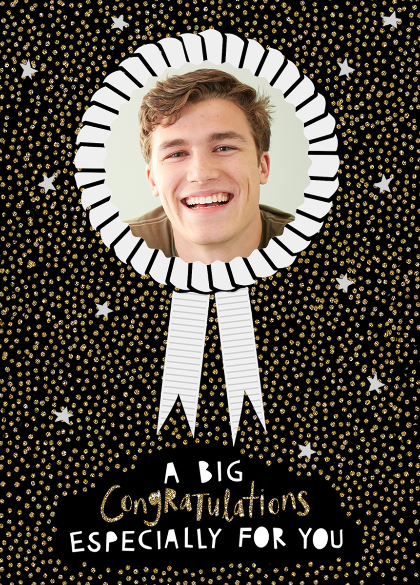 Personalised Rosette Design Photo Upload Congratulations Card – Hallmark