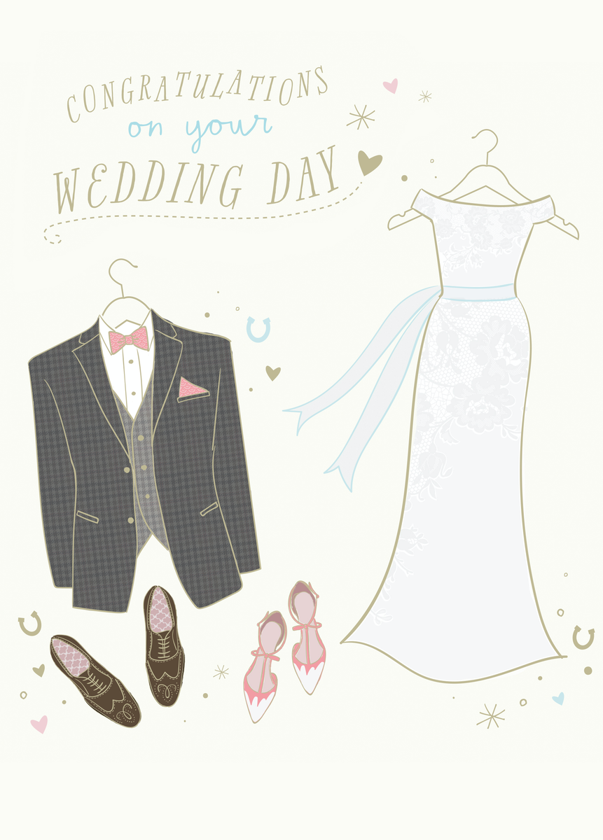 Personalised Bride Groom Outfits Wedding Congratulations Card – Hallmark