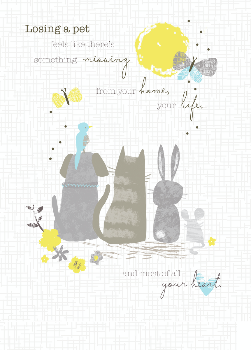 Personalised Loss of Pet Illustrated Animals Sympathy Card – Hallmark