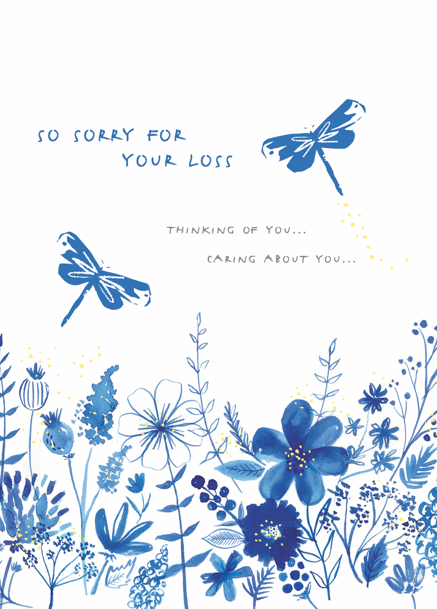 Personalised Dragonflies and Blue Flowers Sympathy Card – Hallmark