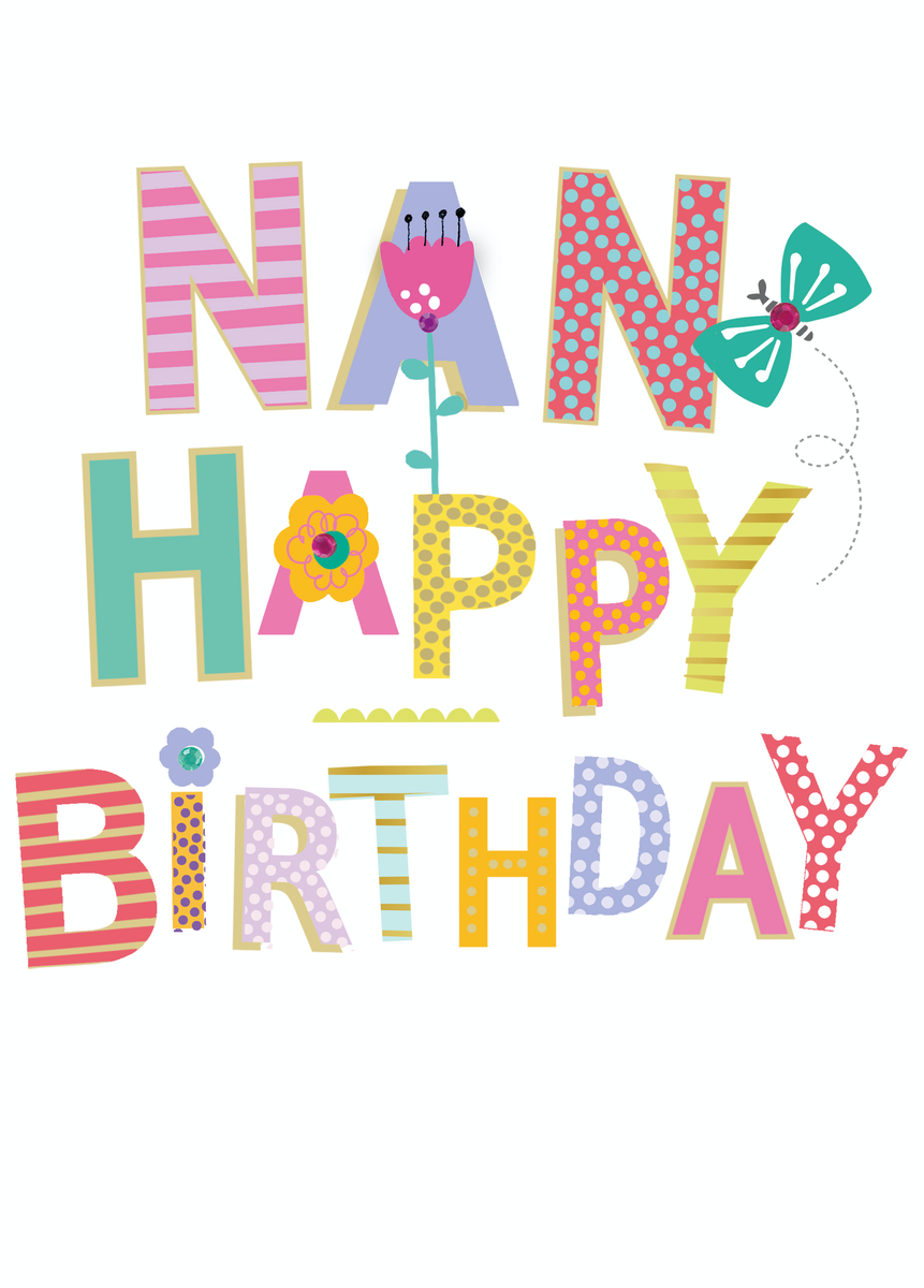 Personalised Bold Patterned Text Birthday Card For Nan – Hallmark
