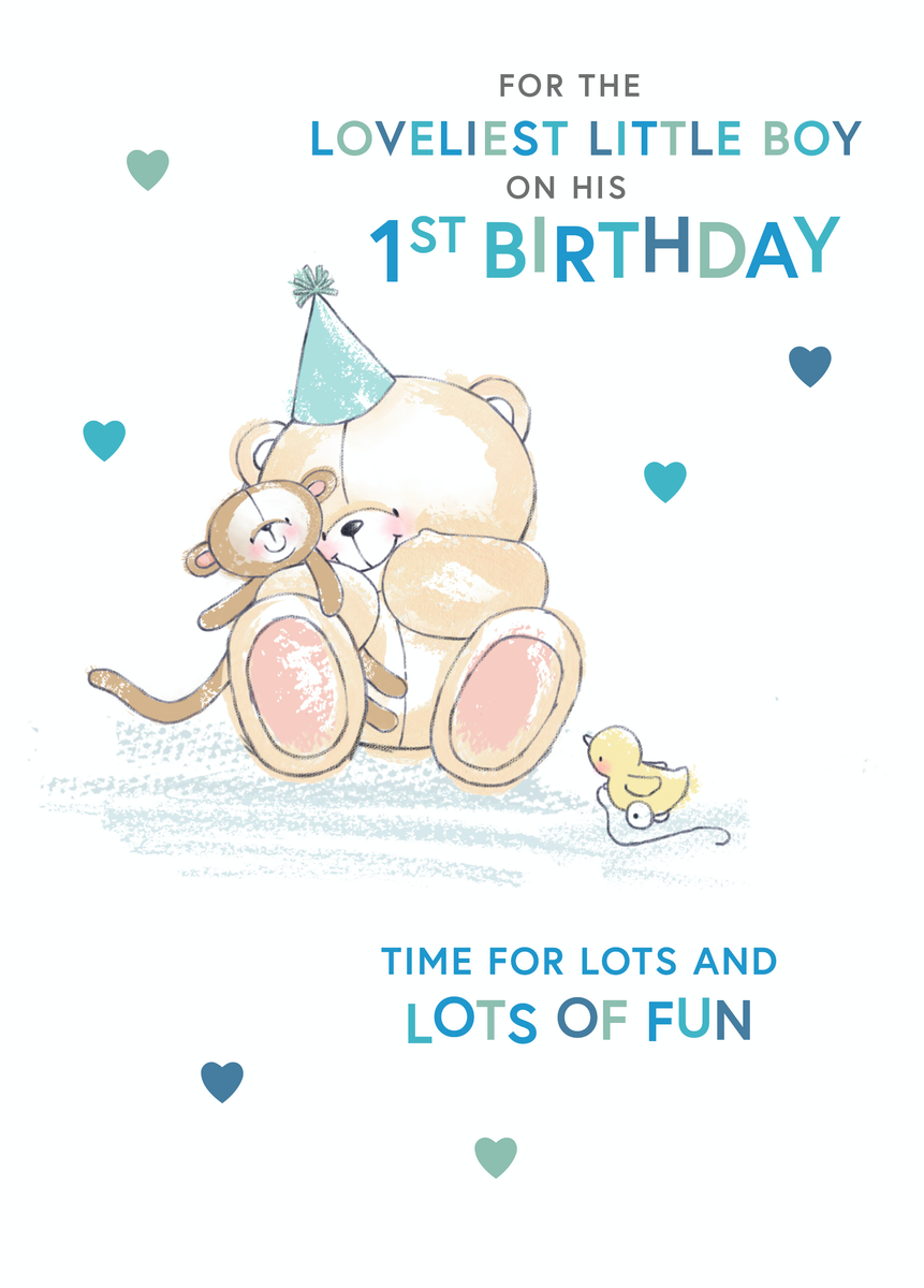 Personalised Cute Forever Friends Blue 1st Birthday Card – Hallmark