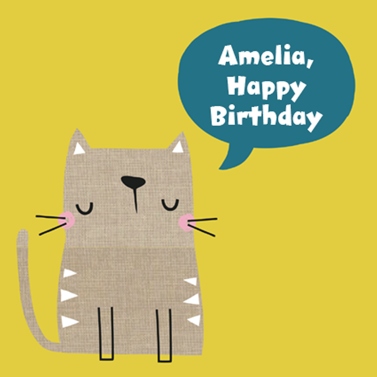 Personalised Cute Cat Happy Birthday Kids Card – Hallmark