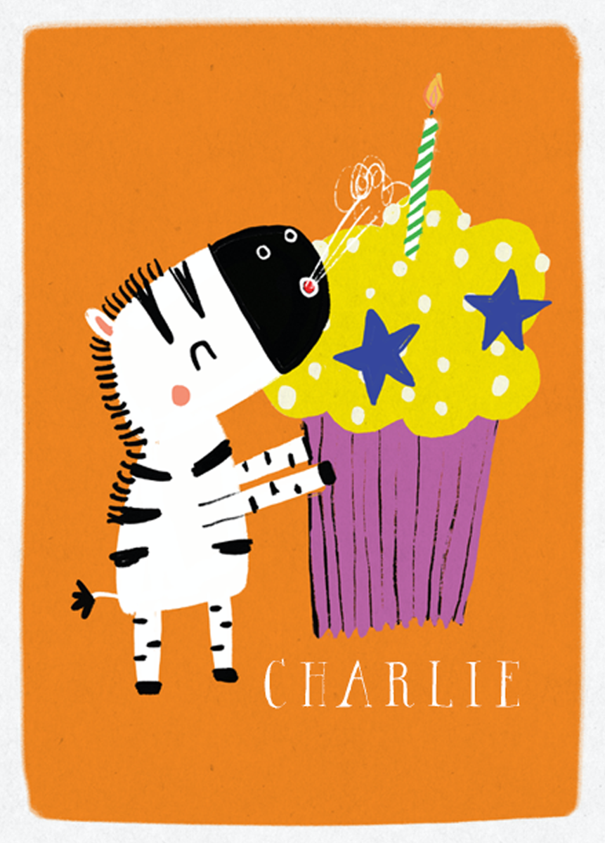 Personalised Birthday Fun Zebra And Cupcake Card – Hallmark