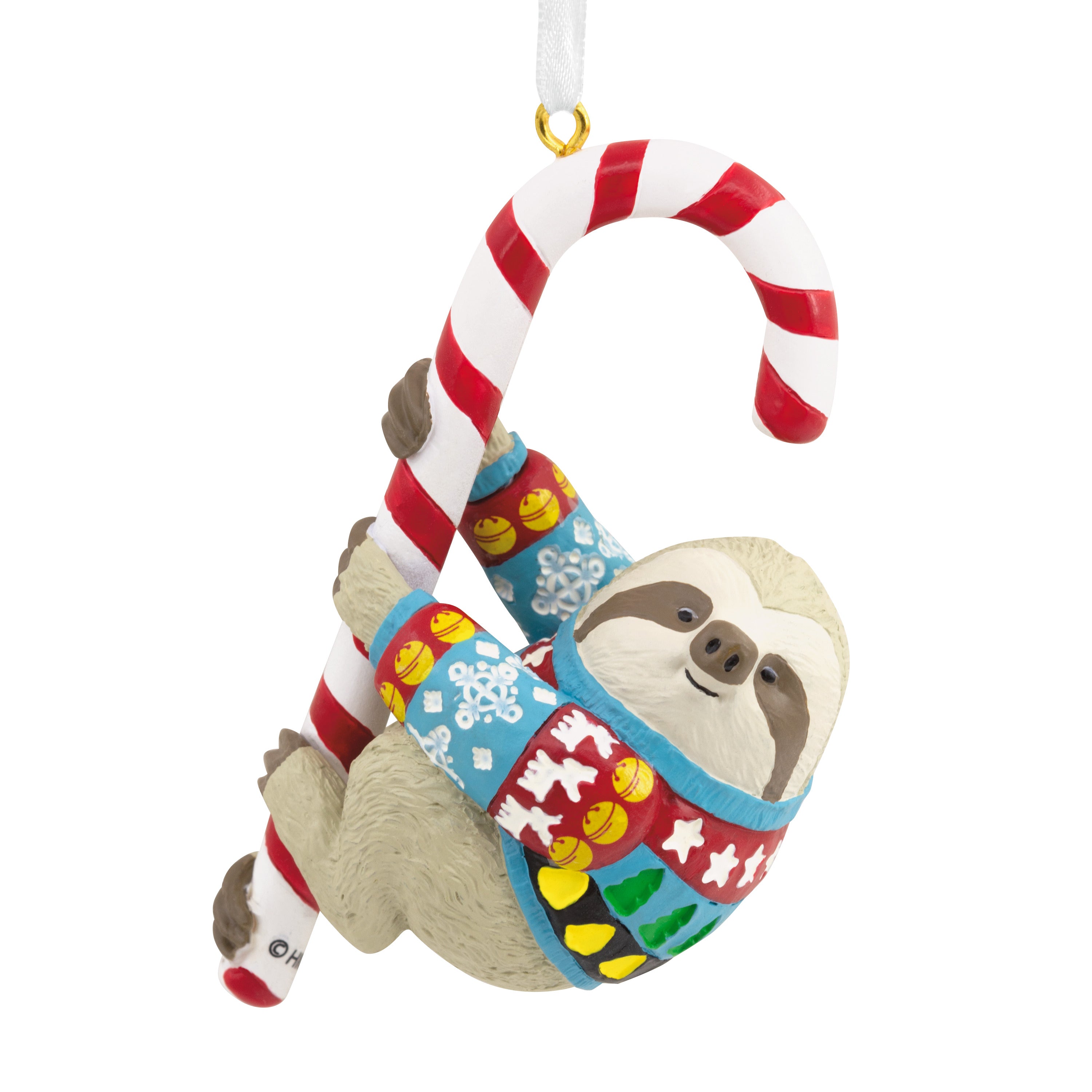 Collectable Christmas Ornament - Sloth with Jumper and Candy Cane Desi ...