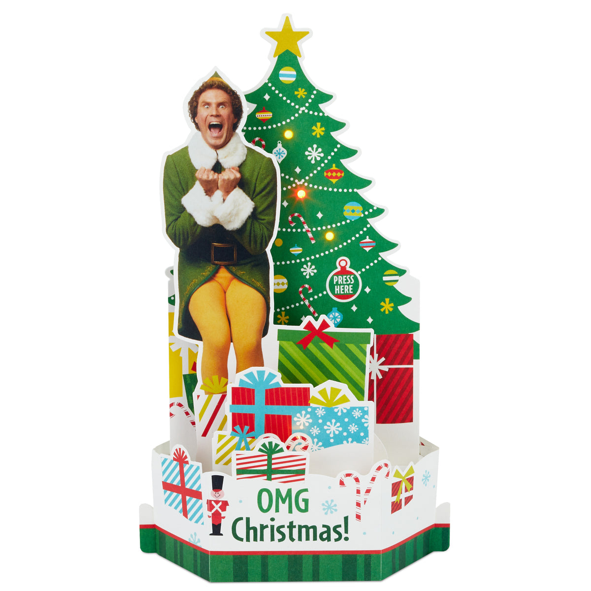 Christmas Paper Wonder Card - 3D Pop Up Buddy the Elf with Tree and Li ...