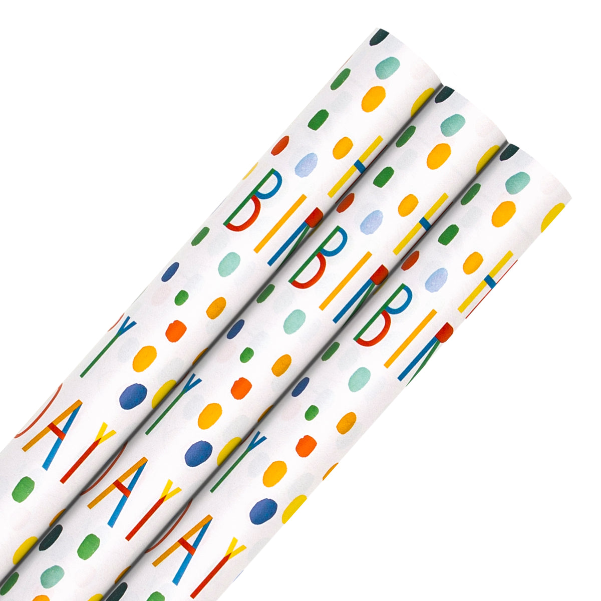6M Birthday Wrapping Paper Pack - 3 x 2M Rolls in 1 Patterned Design ...